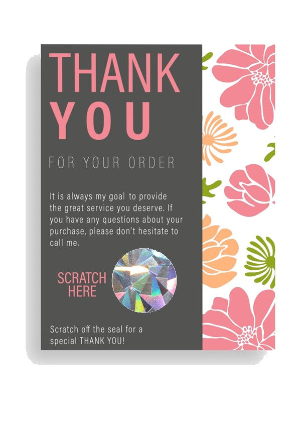 Floral Thank You Scratch Off Postcard – Director Only Services