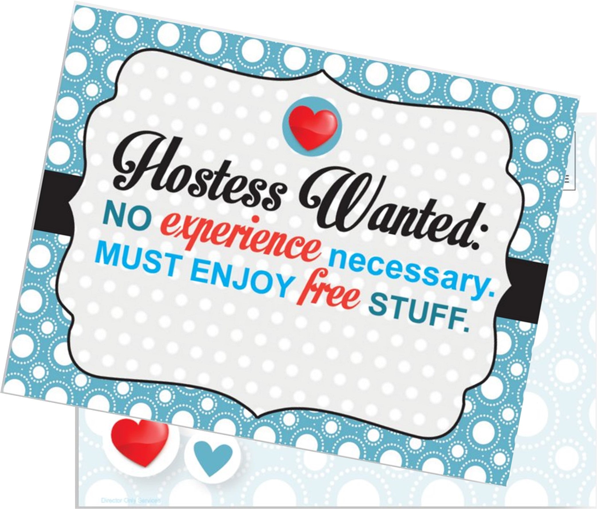 Hostess Wanted Postcard – Director Only Services